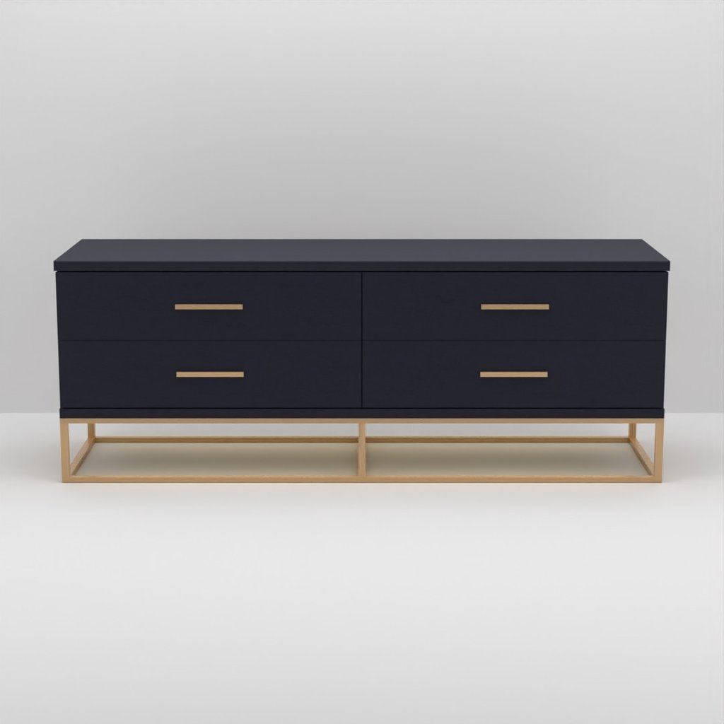 Brass Navy Blue Sidewalk Cabinet | Sideboard & Drawers models | BlenderKit