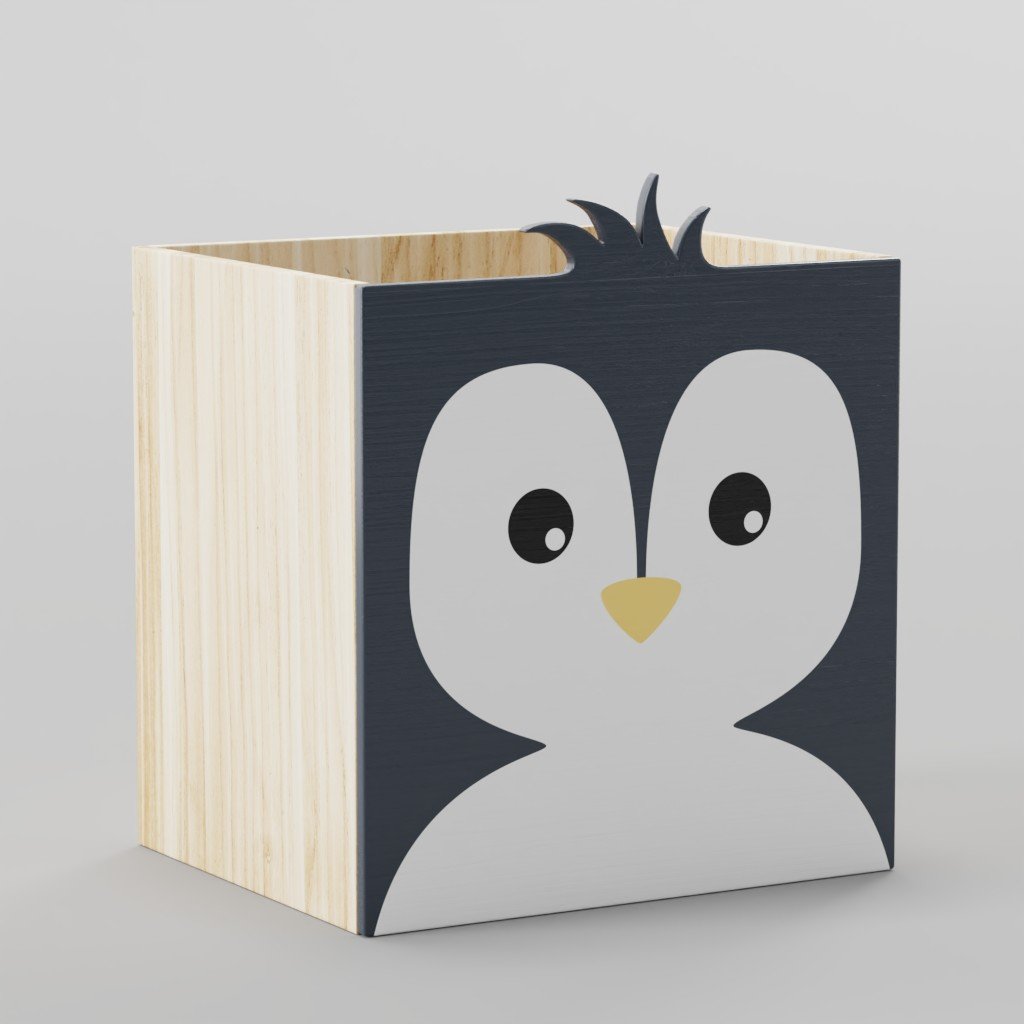 Animalbox - Penguin Storage Box | Decoration Sets models | BlenderKit