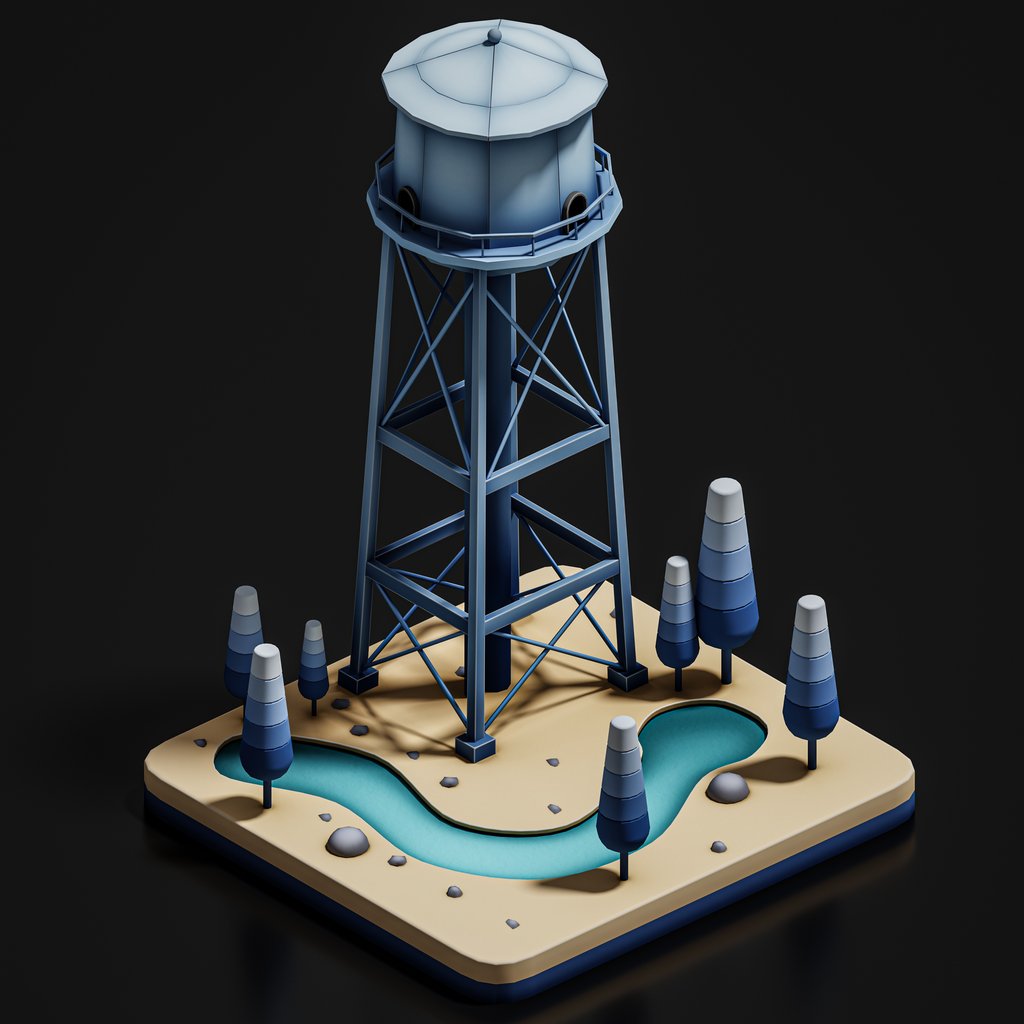 Water Tower | Architectural Scenes models | BlenderKit