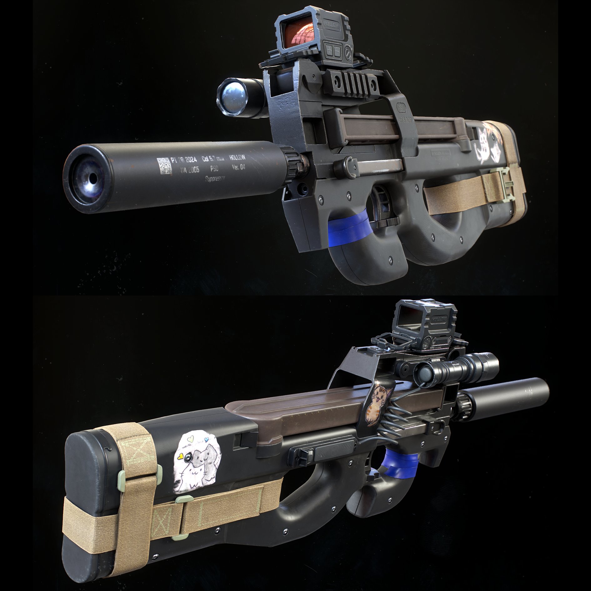 FN P90 (With Attachments) | Modern Weapons models | BlenderKit