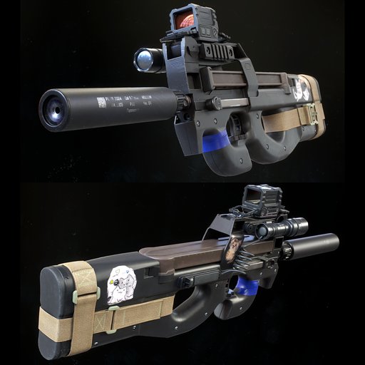 FN P90 (With Attachments) | Modern Weapons models | BlenderKit