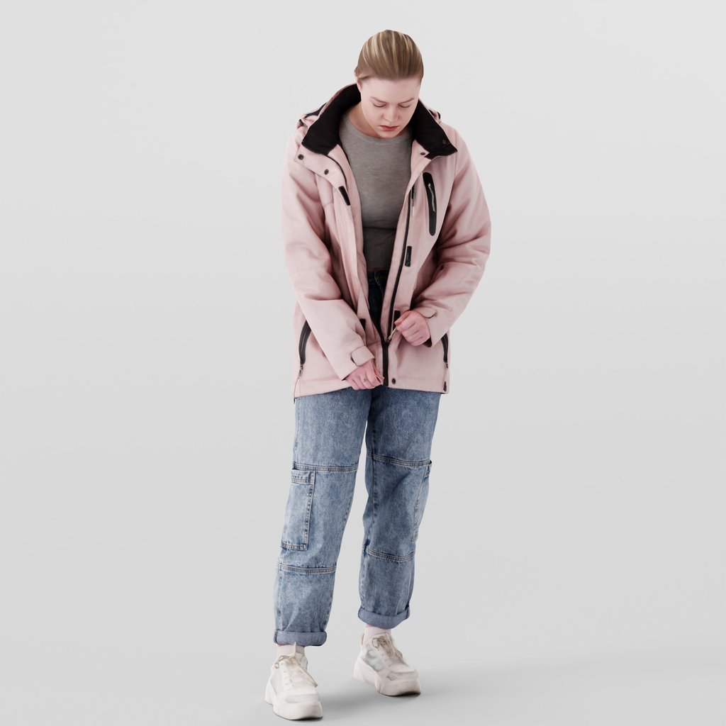 Autumn Bliss Girl in Hooded Pink Jacket | Women models | BlenderKit
