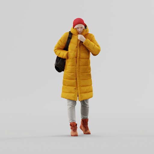 BlenderKit | Download the Walking guy in yellow jacket model