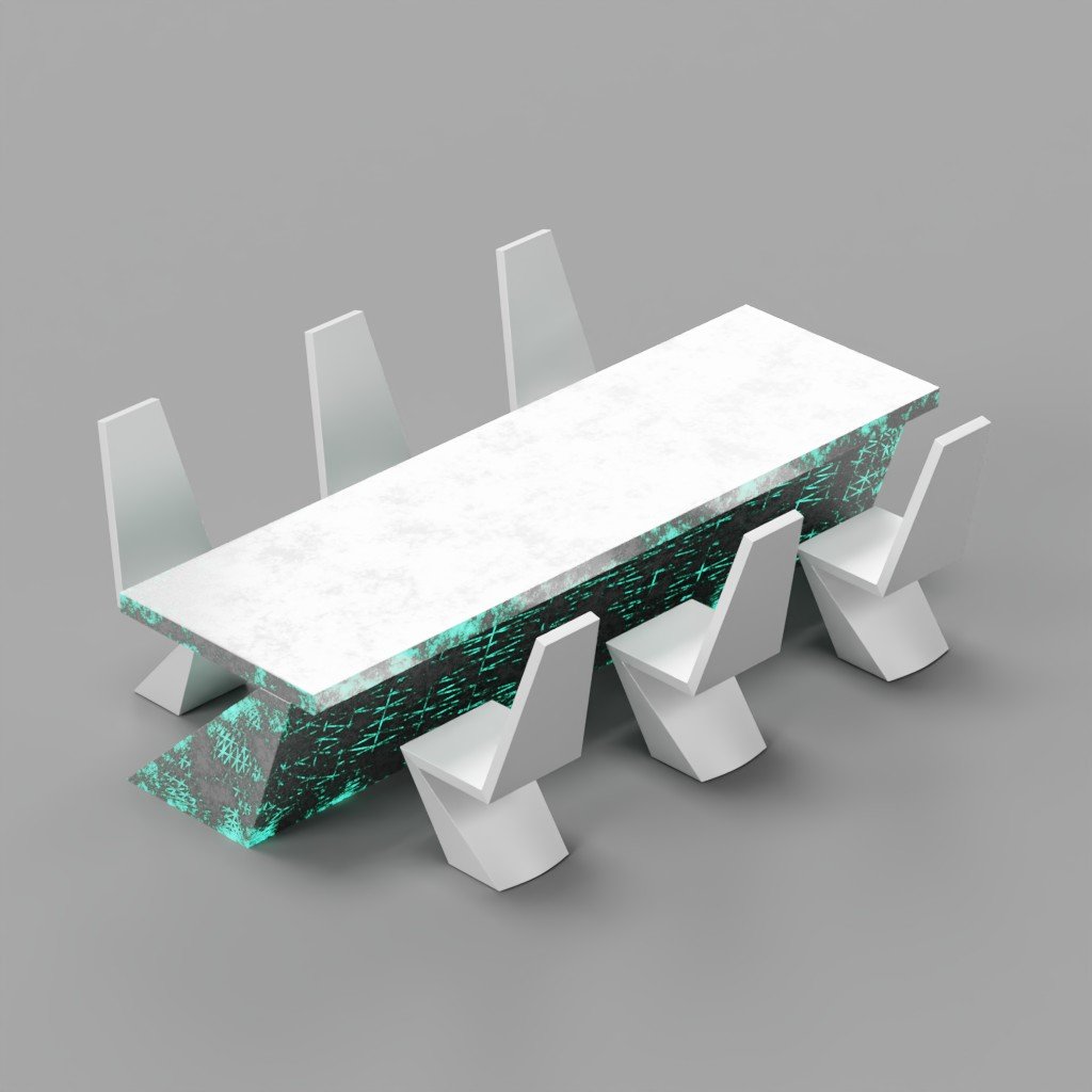 Futuristic Marble Conference Table Set | Tables models | BlenderKit