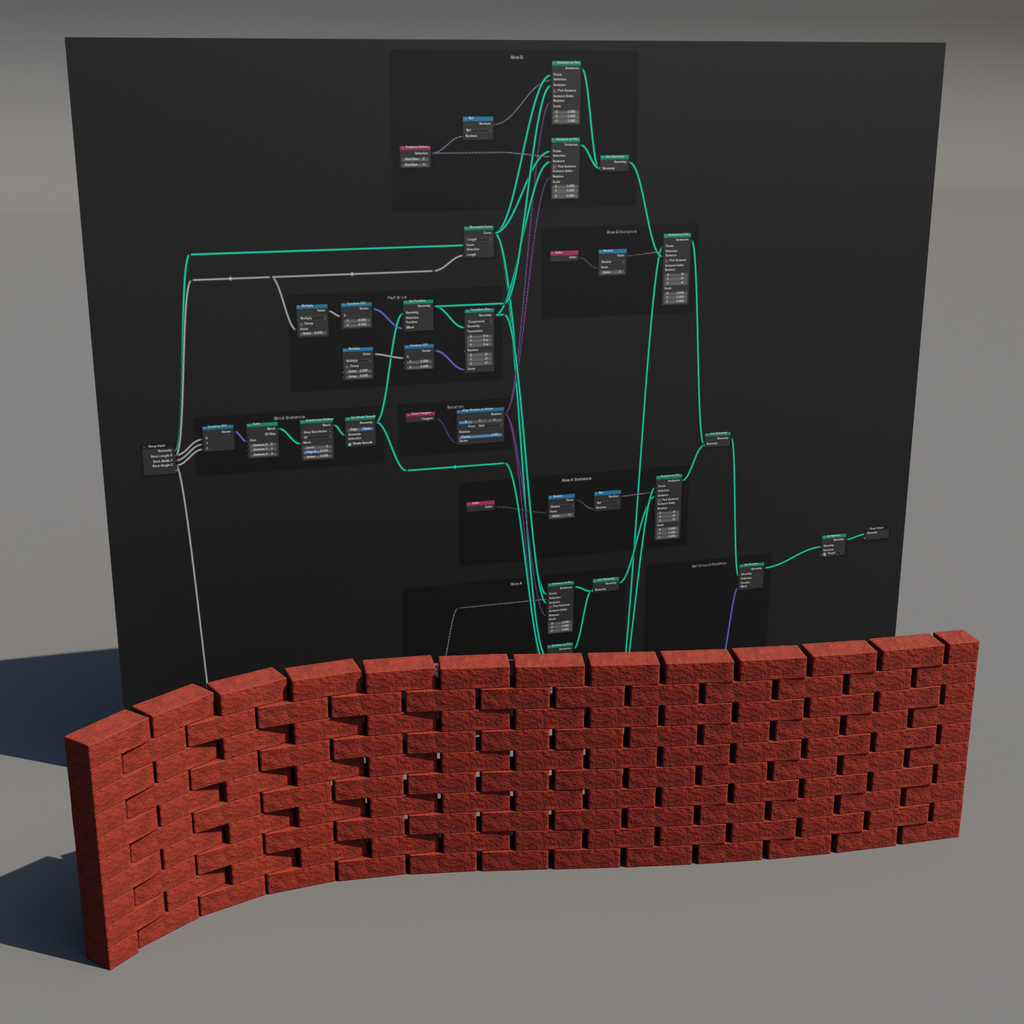 Curve to Brick Wall Generator | FREE Edit / Object mode Node Groups ...