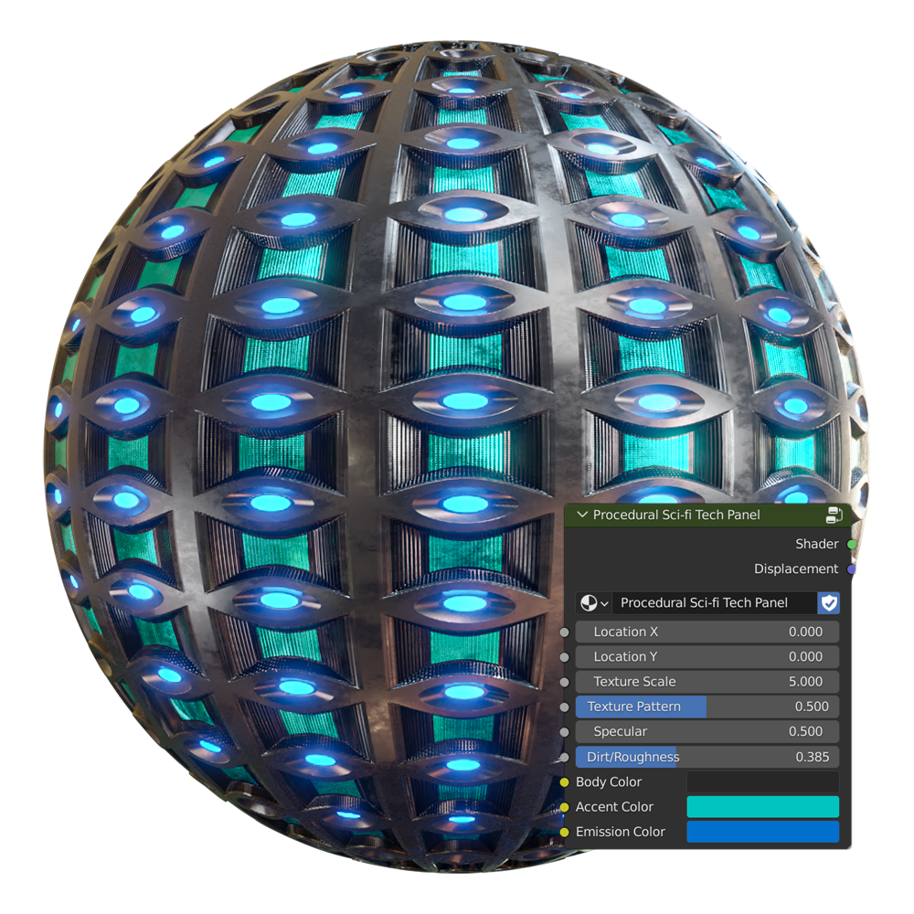 Procedural Sci-fi Tech Panel | FREE tech materials | BlenderKit