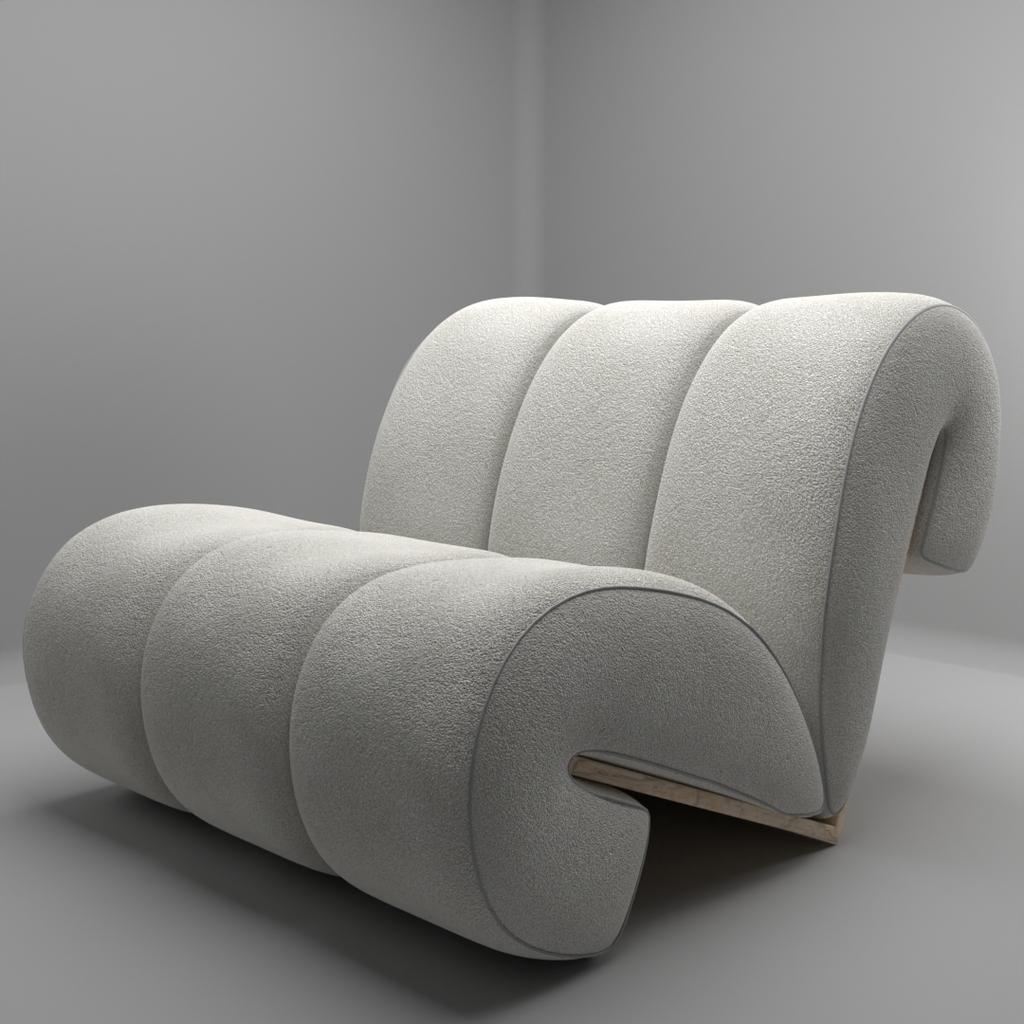 Lounge Chair Wool Curvy | Armchairs models | BlenderKit
