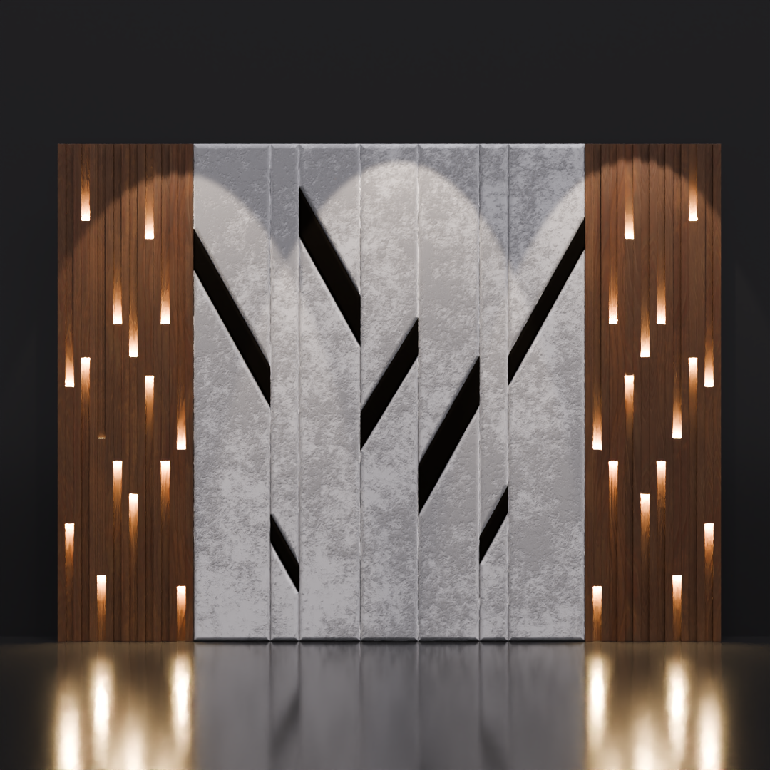 Velvet w/wood & LED | Upholstery Panels models | BlenderKit
