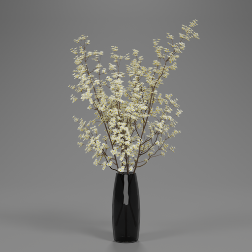 White Spring Blossom Vase | Vases models | BlenderKit