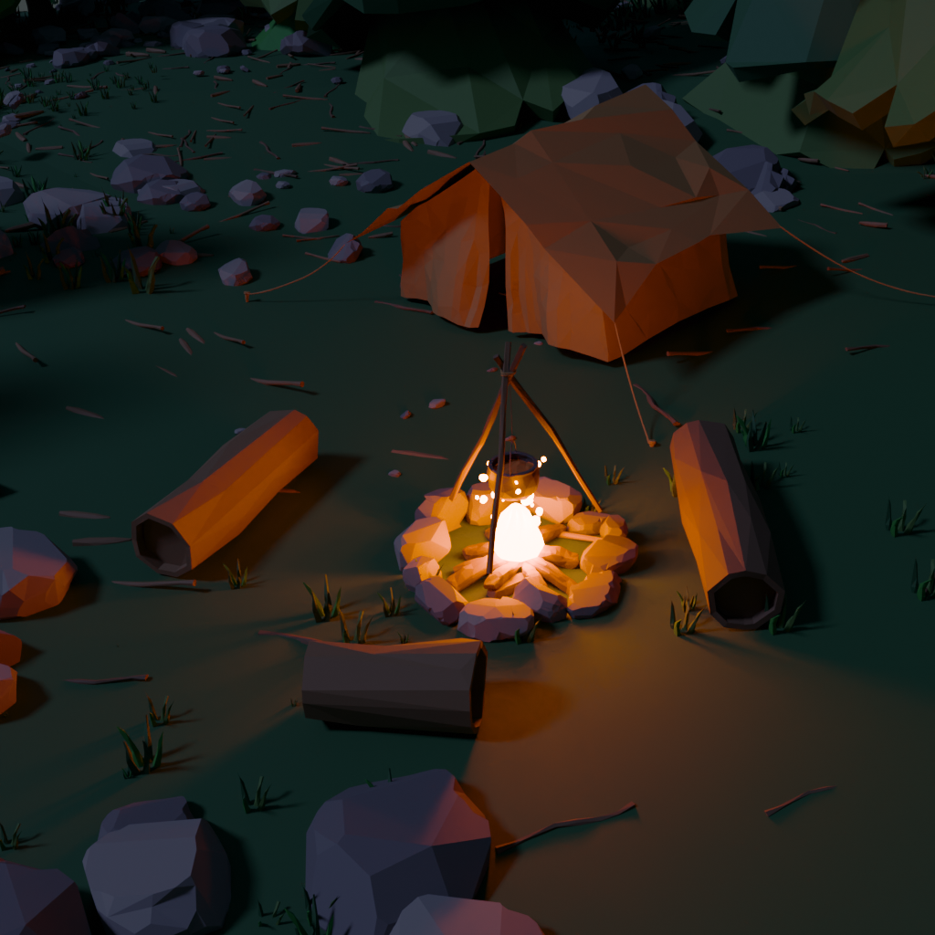 Campfire in Forest | FREE Nature scenes | BlenderKit