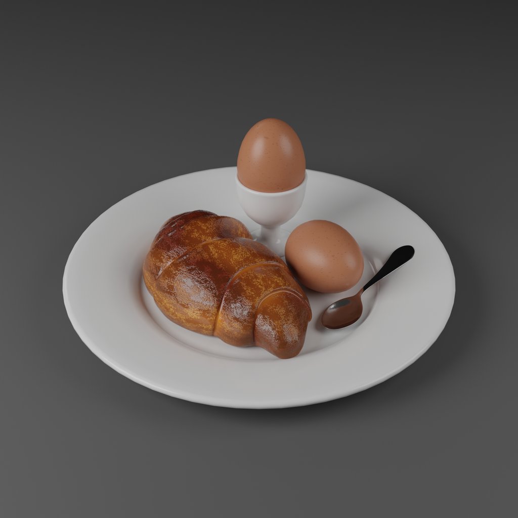 Breakfast Plate with Croissant and Eggs | Restaurant / Bar models ...