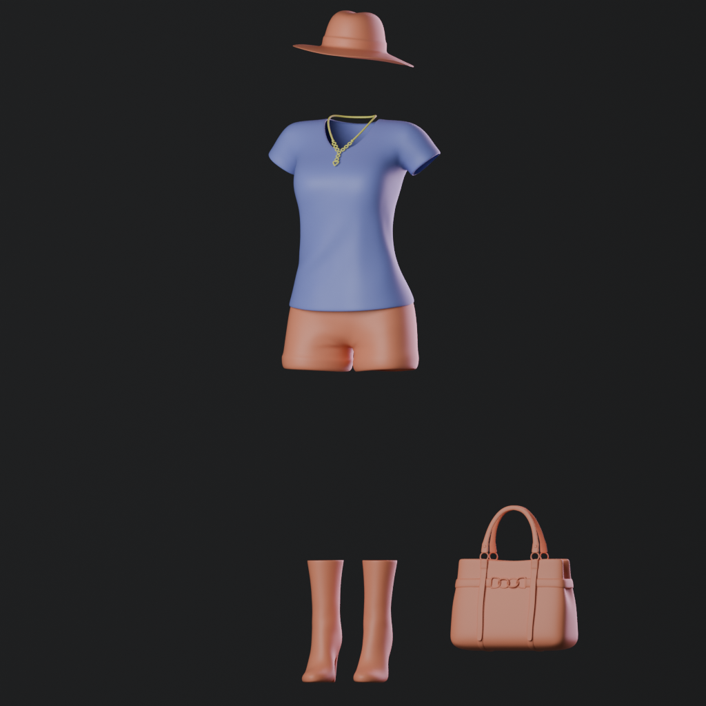 Casual Chic Female Outfit | Women Clothing models | BlenderKit