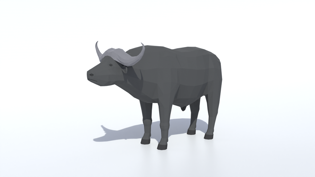 Low Poly African Buffalo | Mammals models | BlenderKit