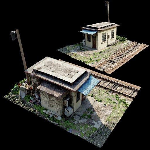 Scan train old broken building | Buildings models | BlenderKit