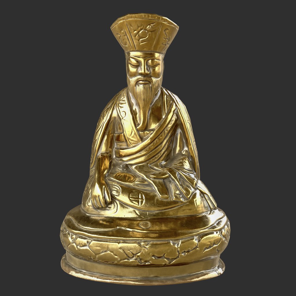 Zen Monk Figurine Gold | Interior Sculptures models | BlenderKit