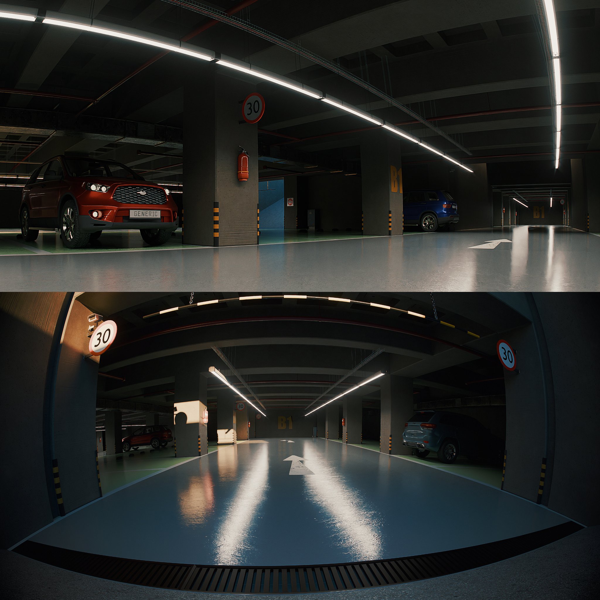 Parking | FREE Industrial scenes | BlenderKit