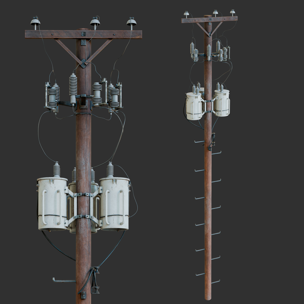 Wood Utility Pole 01 | Architectural Structures models | BlenderKit