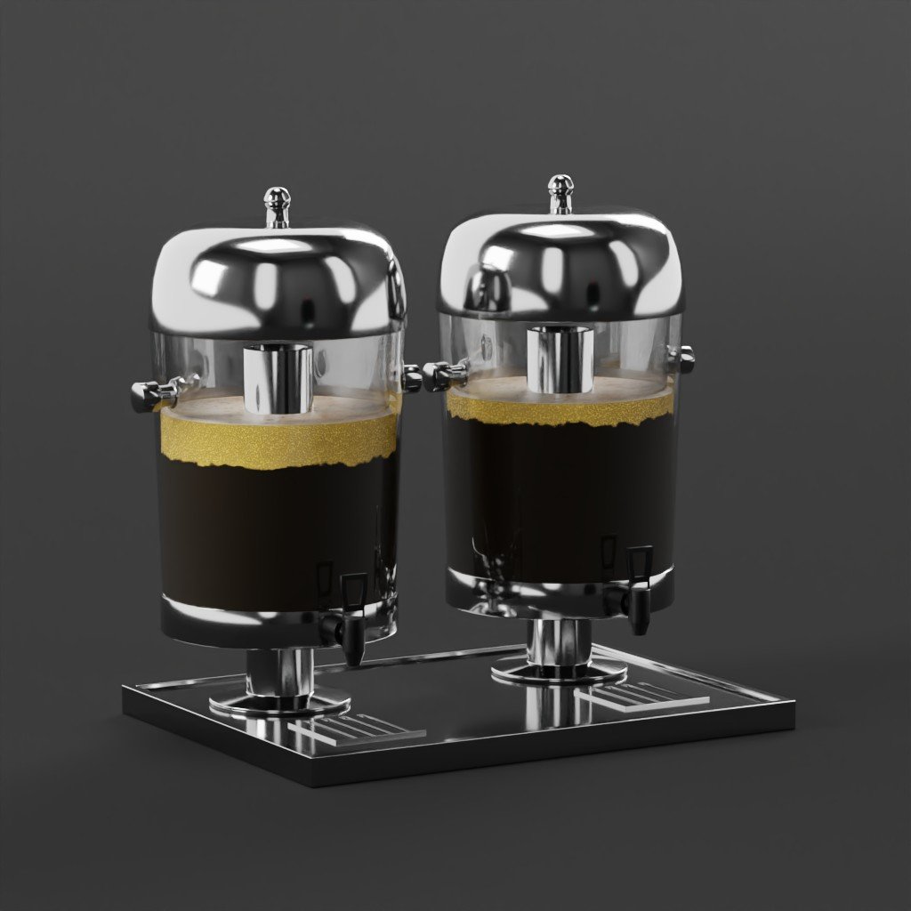 Deluxe juice dispenser double head | Beverages models | BlenderKit