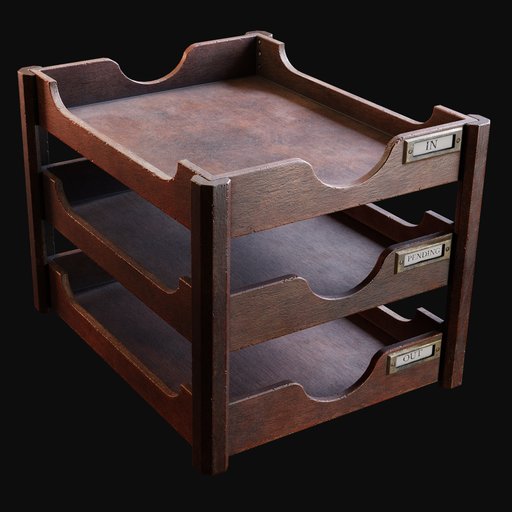 Three Tier Office Filing Tray | Office Storage Spaces models | BlenderKit