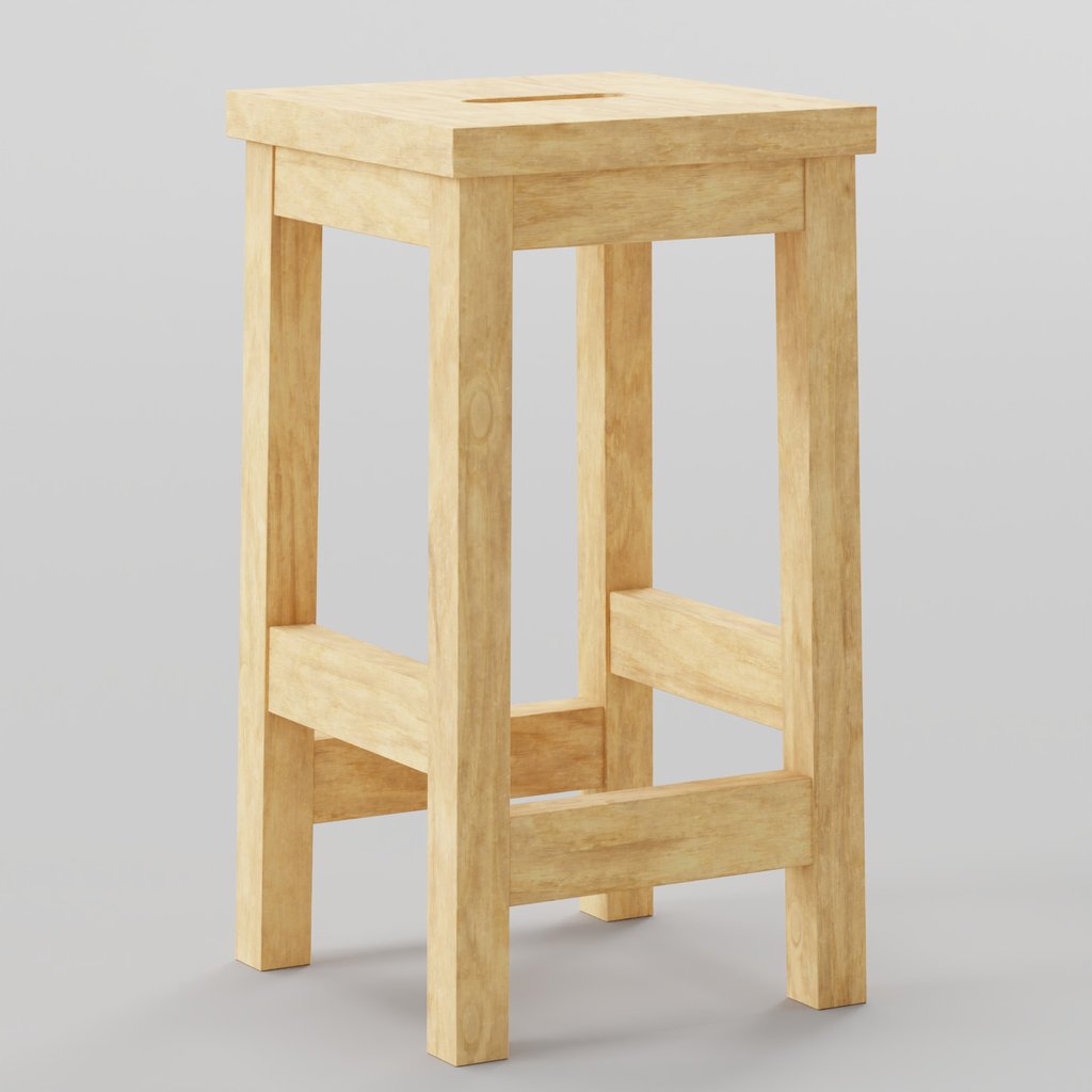 Wooden Lab Stool | Chairs models | BlenderKit