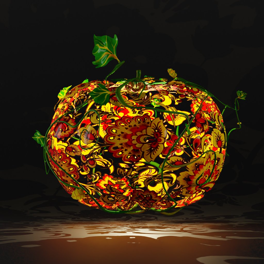 Pumpkin floral pattern Halloween | FREE Interior Decorations models ...