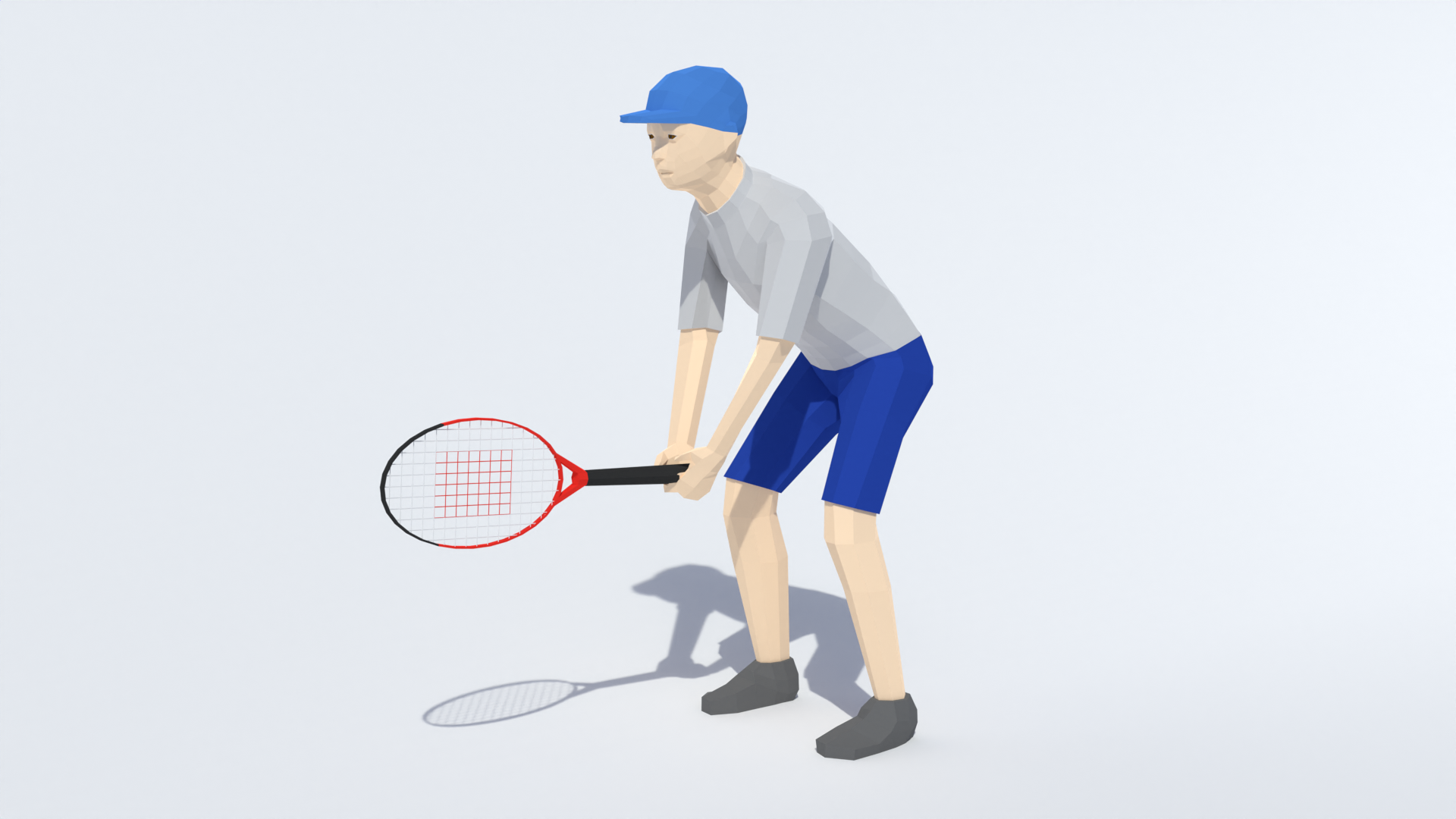 Low Poly Kid Playing Tennis | Children models | BlenderKit