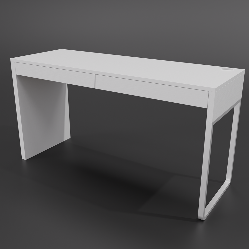 Modern White Wooden Desk | Desks models | BlenderKit