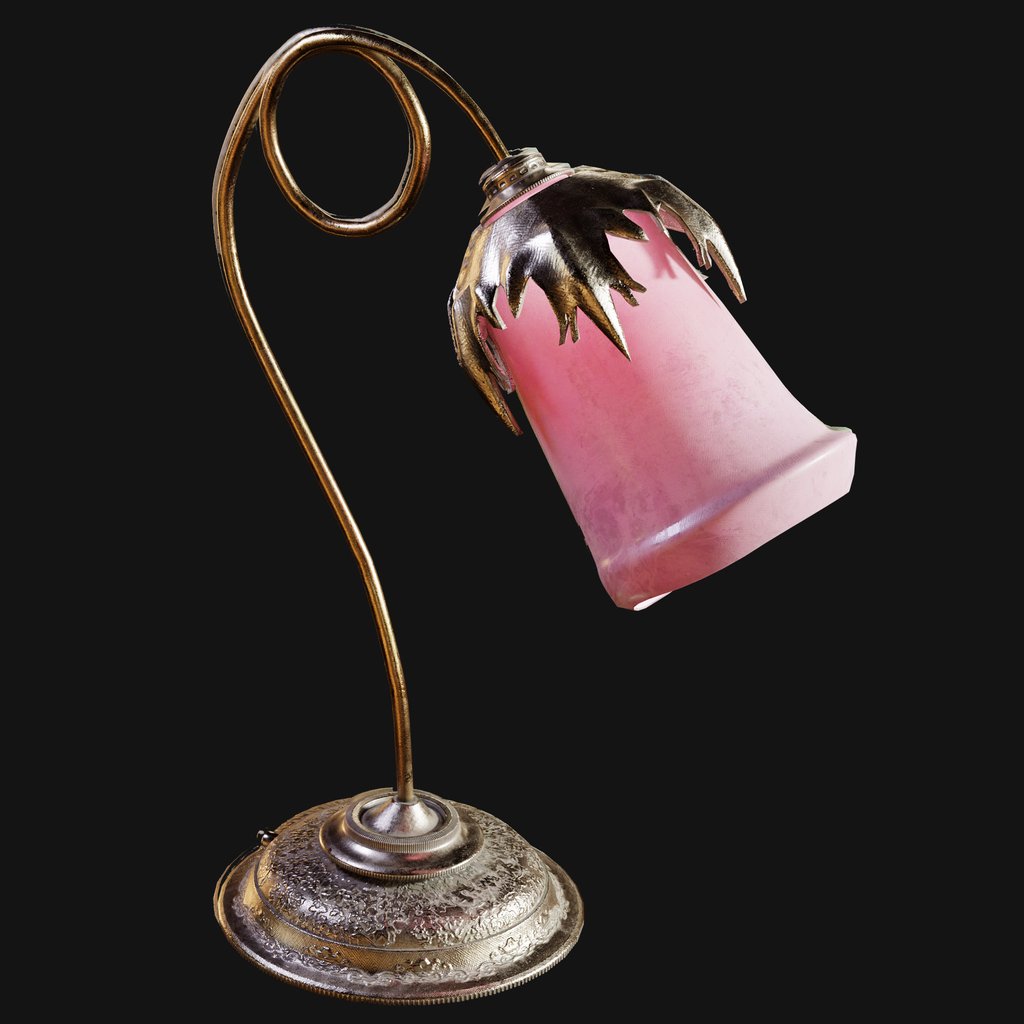 Delicate Nouveau Table Lamp Pink | Table Lamps models | BlenderKit