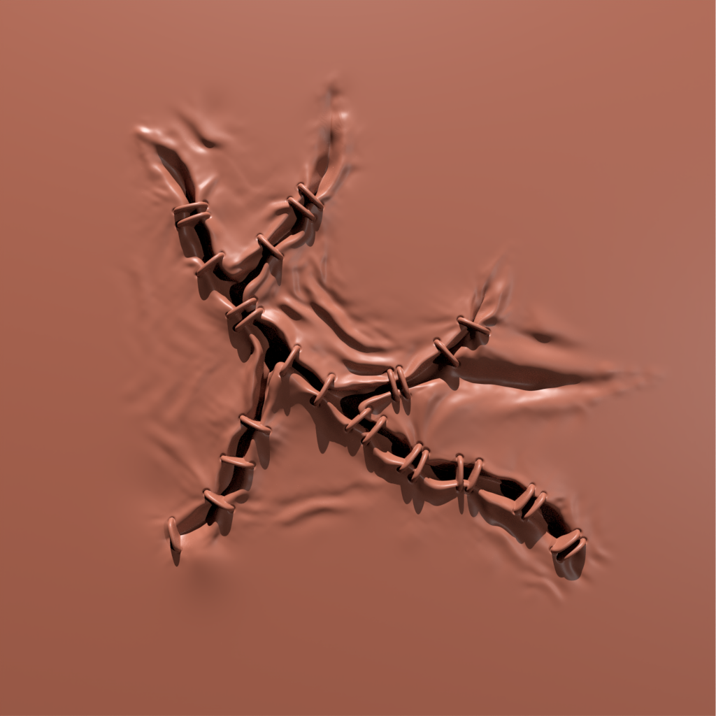 Deep Scar with Stitches | scars & wounds brushes | BlenderKit