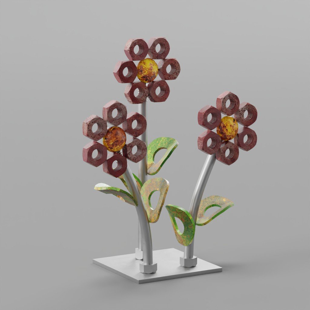 Industrial Nut And Bolt Flowers | FREE Interior Sculptures models ...