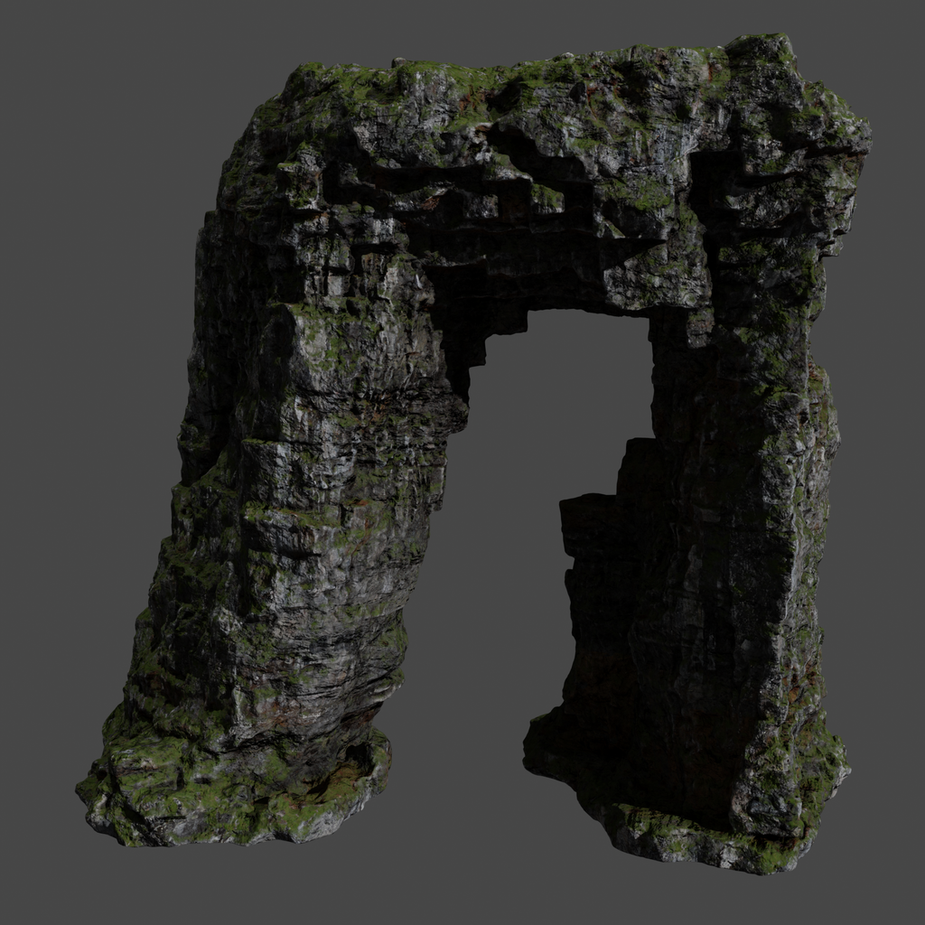 Green MossRugged Rock Formation | Environment Elements models | BlenderKit