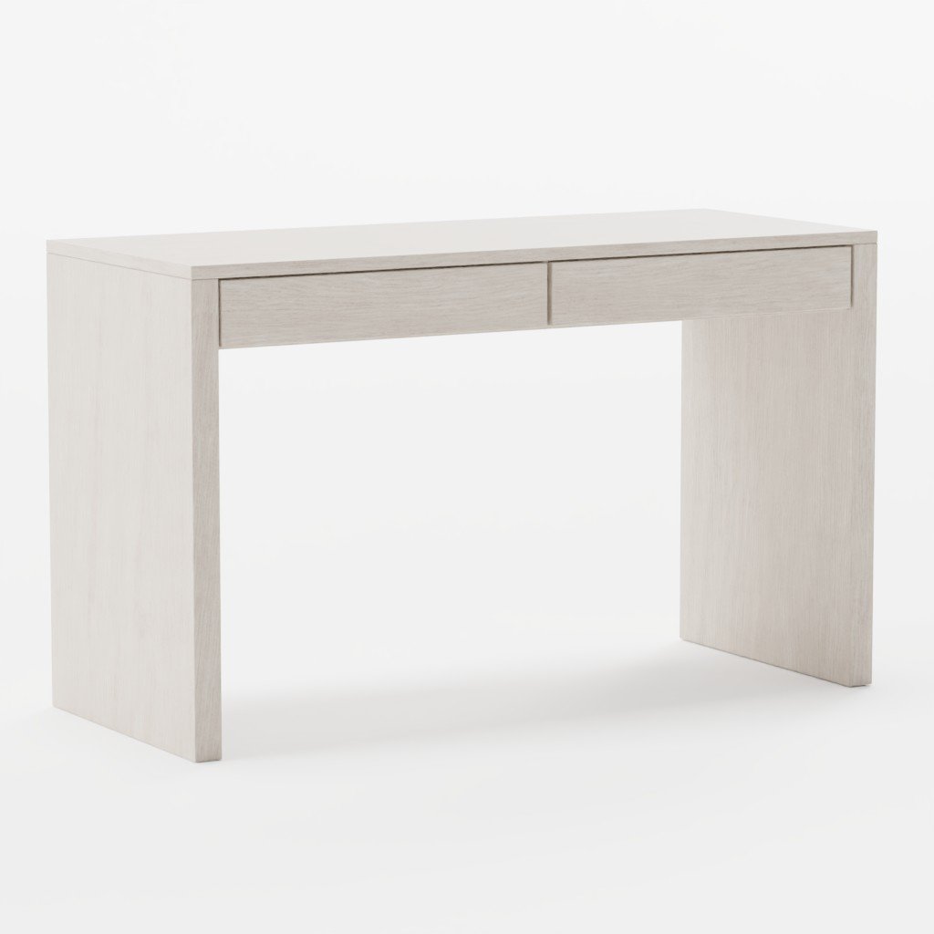 Runway White Wood Desk Two Drawers | Tables models | BlenderKit