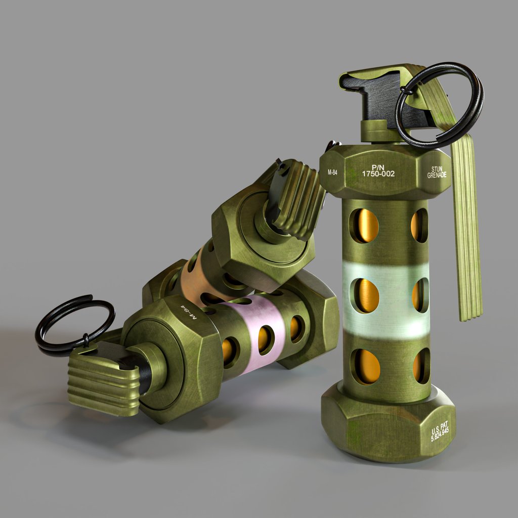 M-84 Flash Bang Grenade | Historical Weapons models | BlenderKit