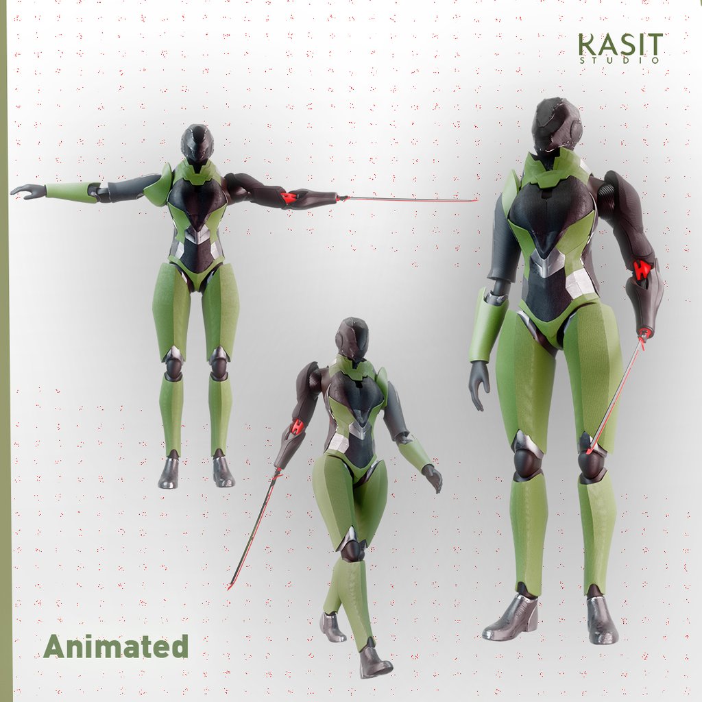 Girl EXO Armor+Arm V3 animated | Sci-Fi Characters models | BlenderKit