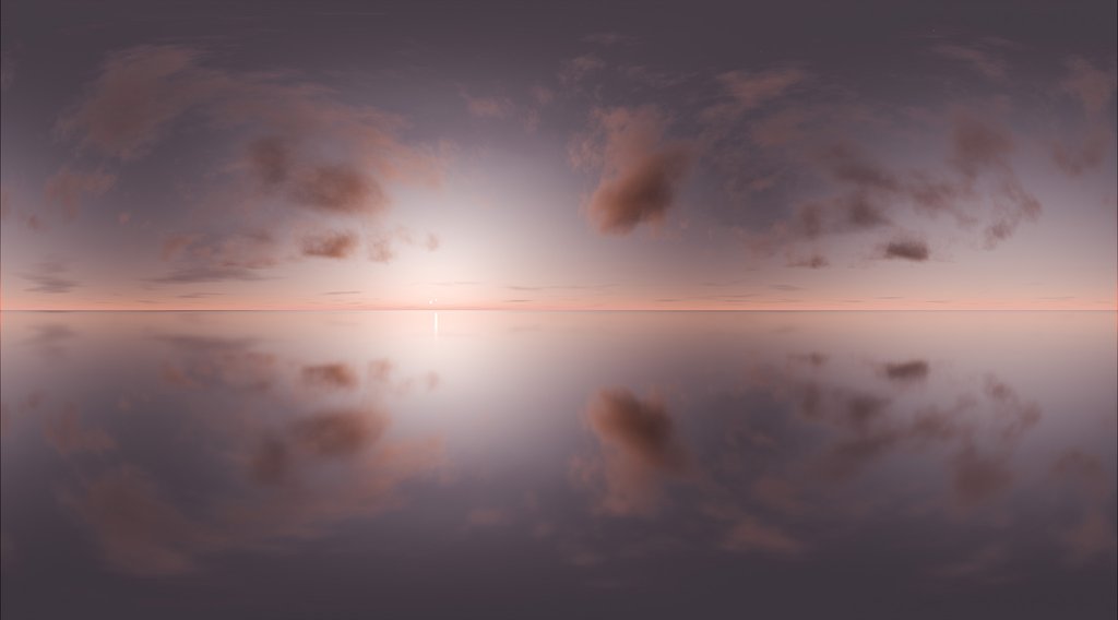 Soft Pink Sunset Reflection | Water Environments HDRis | BlenderKit