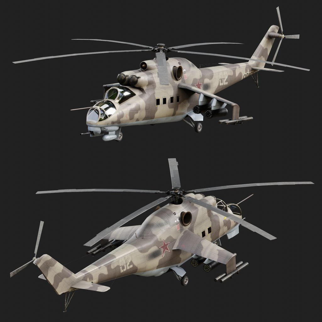 Mi-24 Battle Hind Russian Attack Helicopter | Aircraft models | BlenderKit