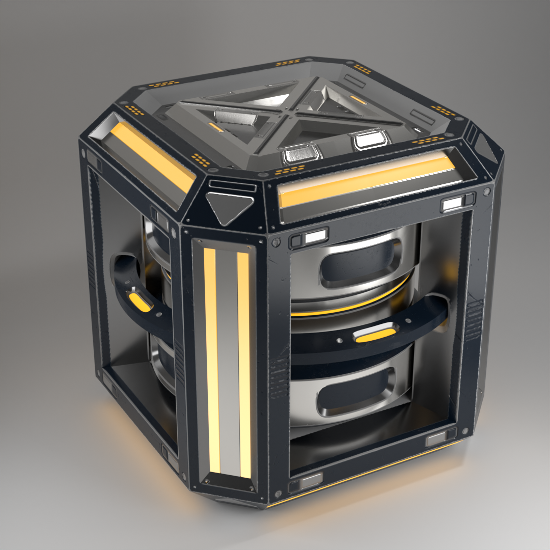 Scifi Crate With Cylinder Barrel | Containers models | BlenderKit