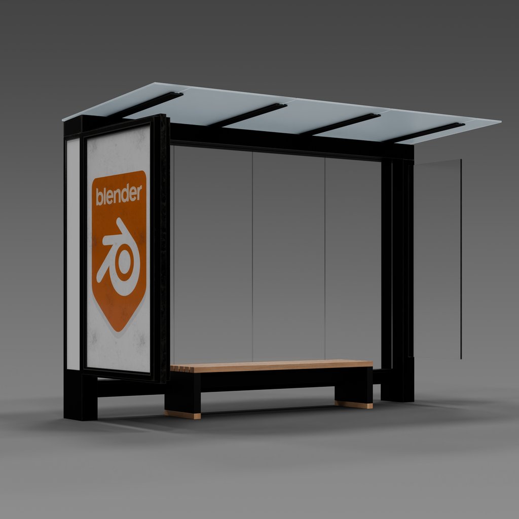 Small bus station | Urban Environment models | BlenderKit