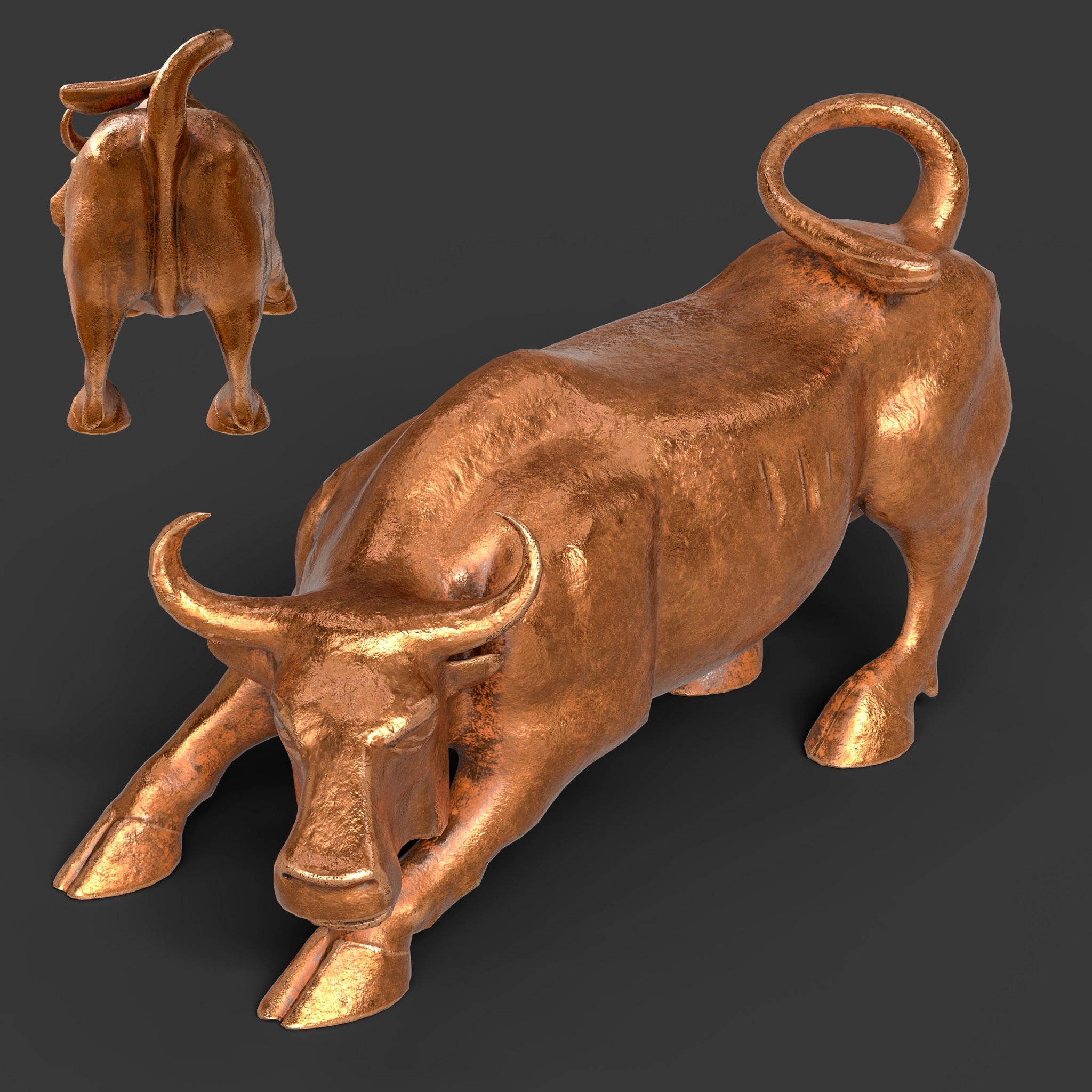 Bronze buffalo statue | Interior Sculptures models | BlenderKit
