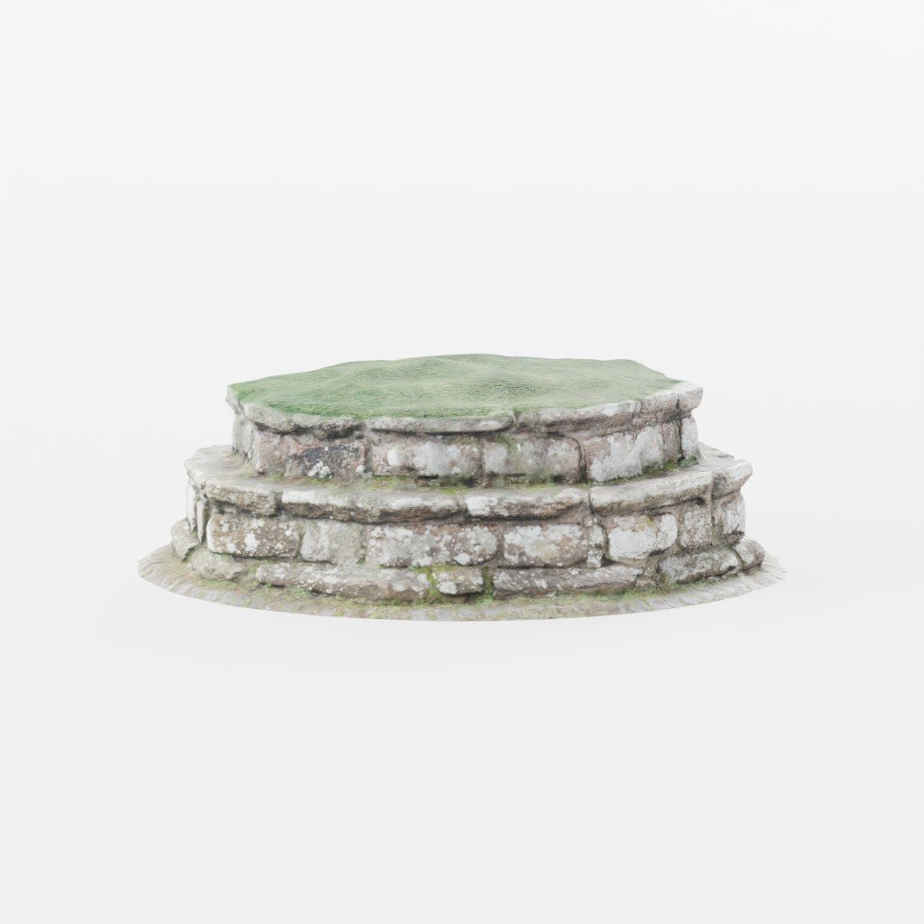 Stone circular seat, with grass | Commercial Buildings models | BlenderKit