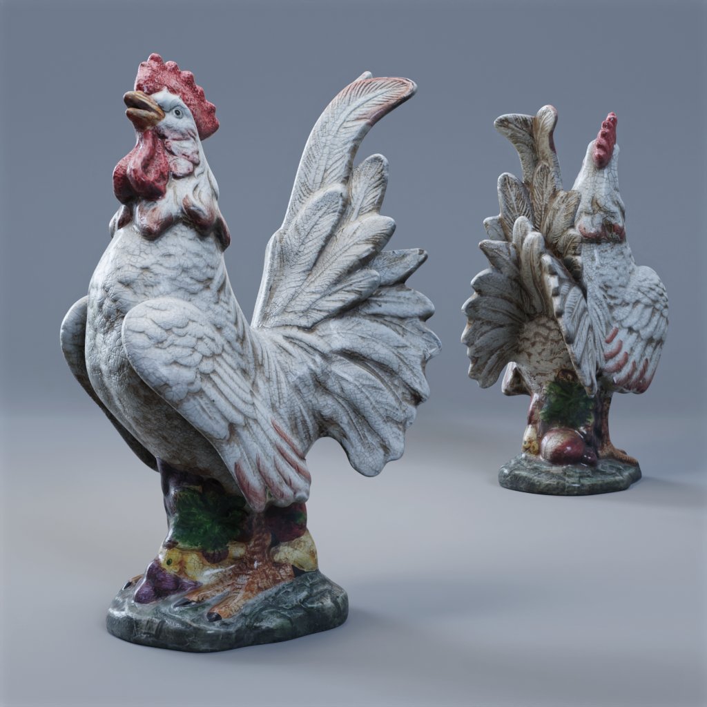 Decorated ceramic rooster | 3D Sculpture models | BlenderKit