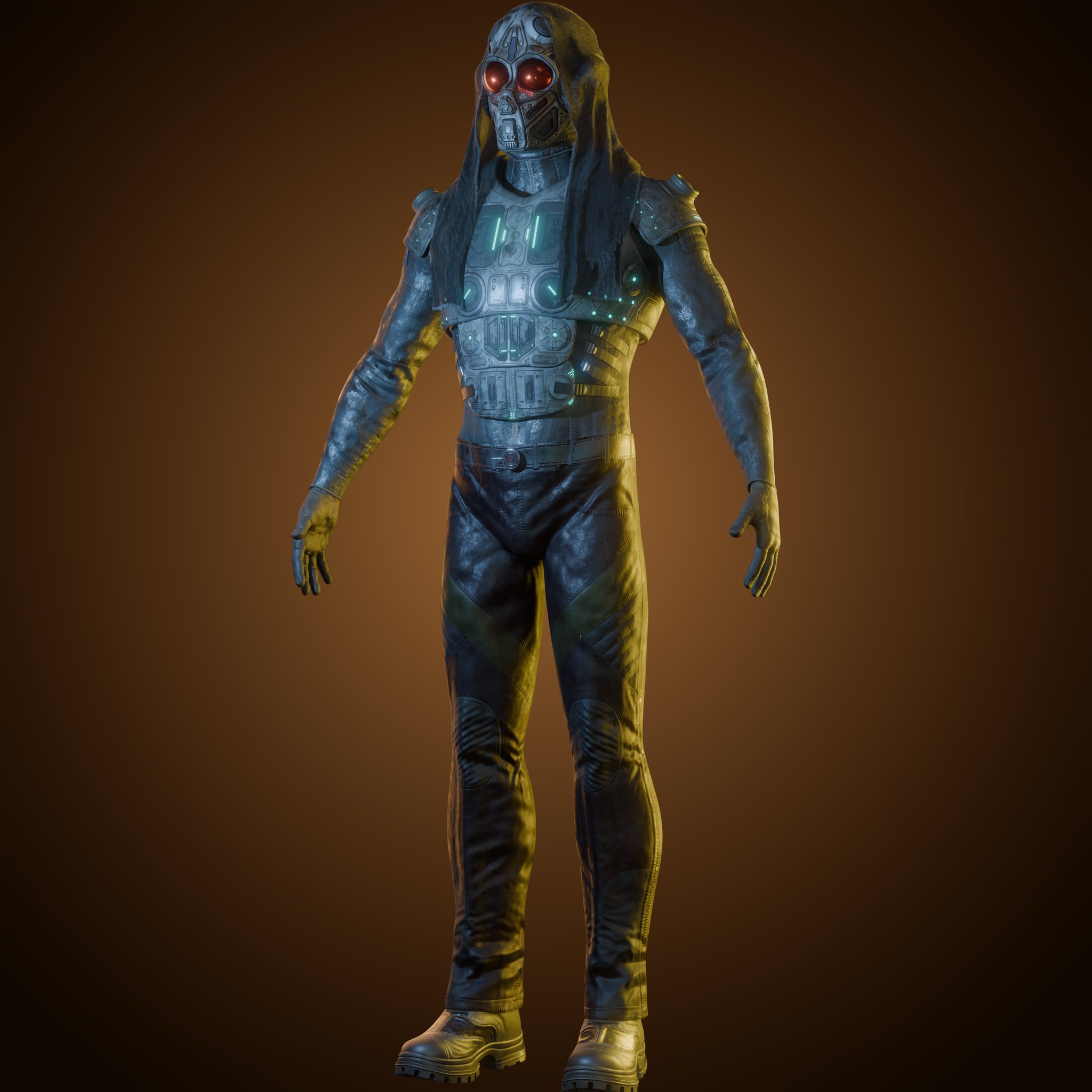 Rugged Cyborg Outlaw Character. | Sci-Fi Characters models | BlenderKit