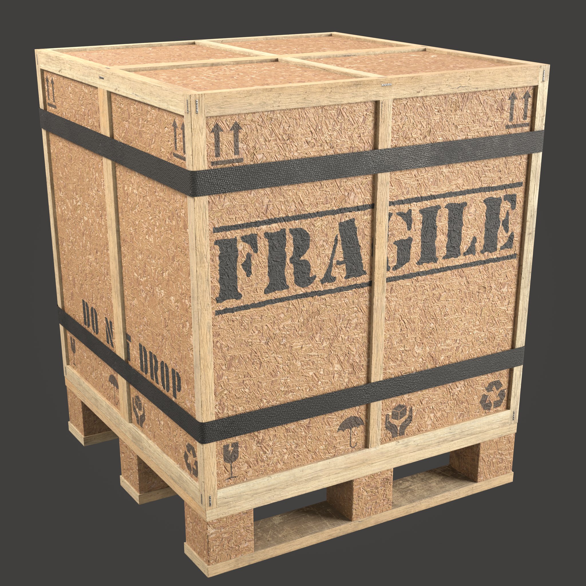 Chipboard cargo box | Containers models | BlenderKit