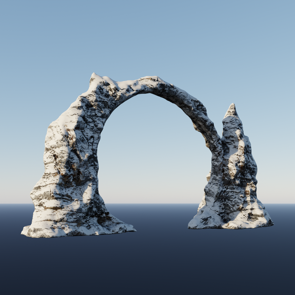 BlenderKit | Download the Snow Arch Rock Low Poly model