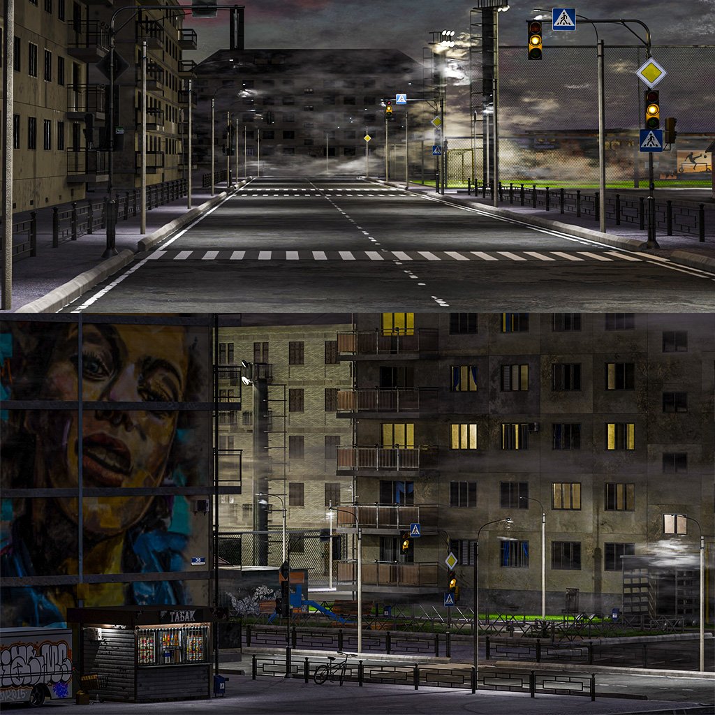 Dark Urban City Night Environment | Urban scenes | BlenderKit