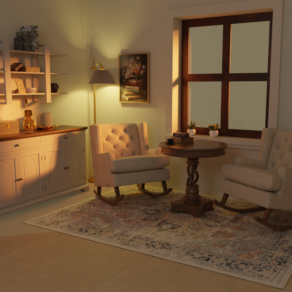 Cozy Vintage Reading Corner | Interior scenes | BlenderKit