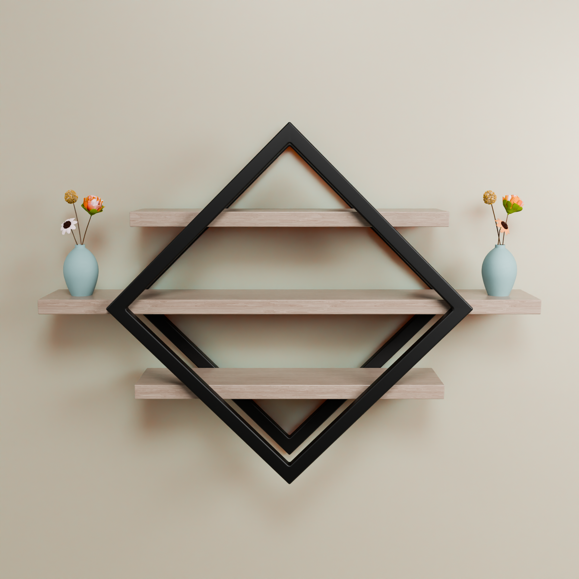 Wall Wood Simple Low Poly Shelf | Cabinets models | BlenderKit