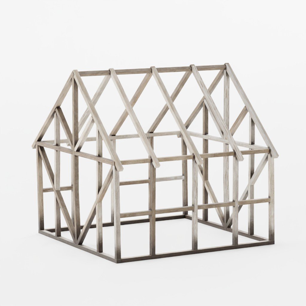 Wooden House Shed Frame | Architectural Structures models | BlenderKit