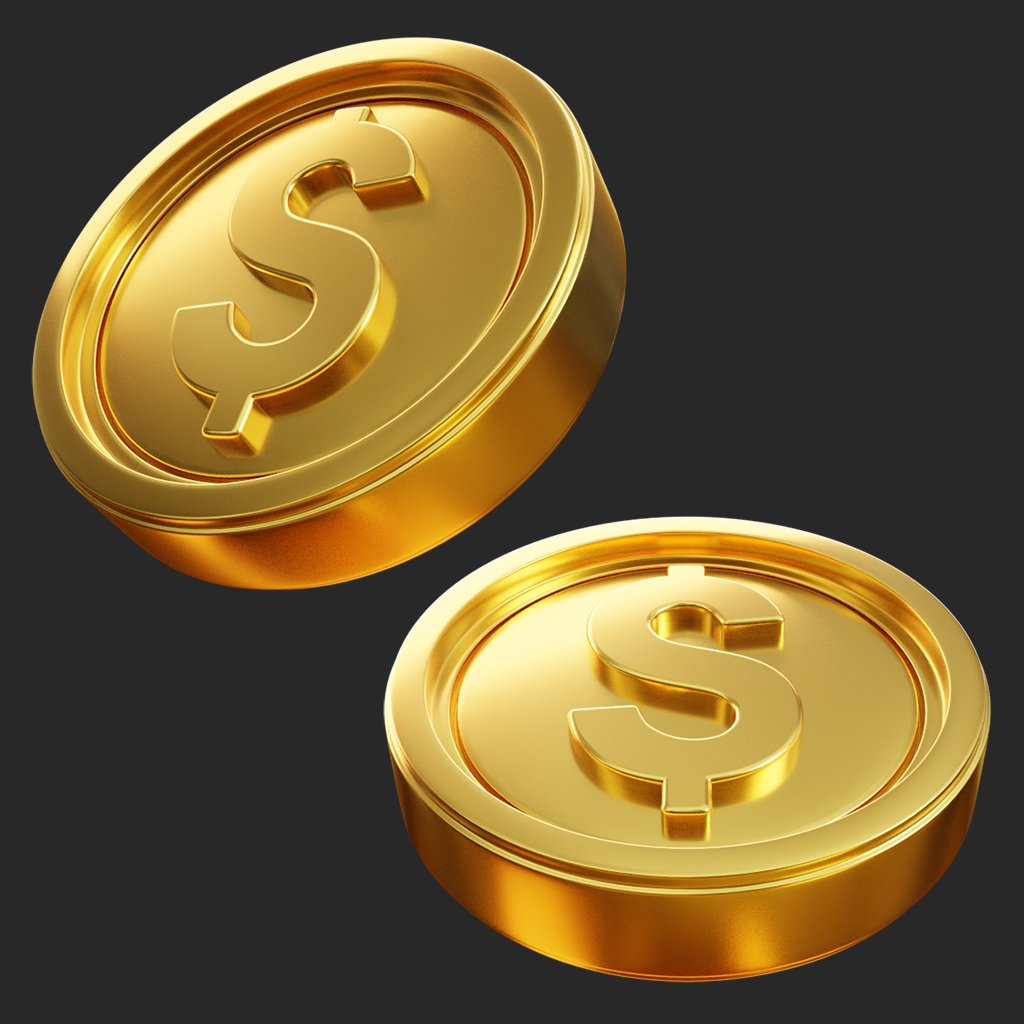Dollar gold coin | Money models | BlenderKit
