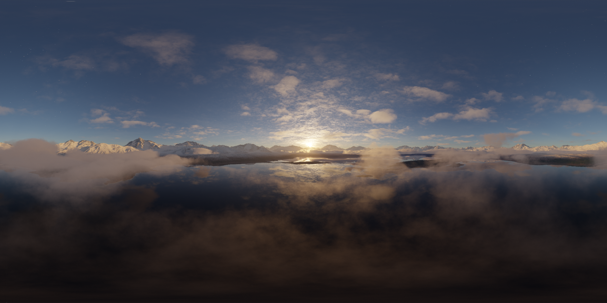 Aerial Mountain Landscape Cloudy Sunset | Nature HDRis | BlenderKit